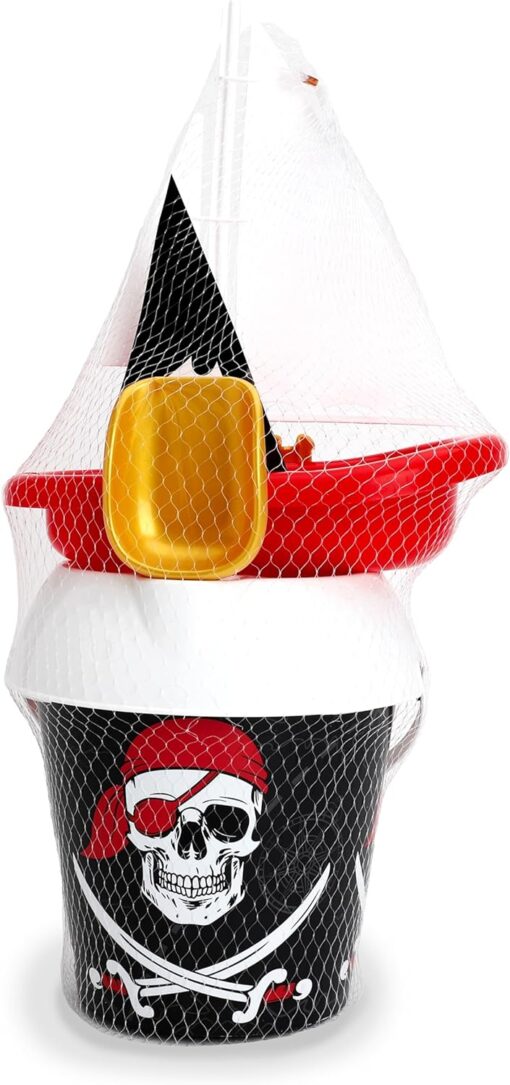 Pirate Theme 6 Piece Bucket & Spade Set With Pirate Ship - Sand & Water ...